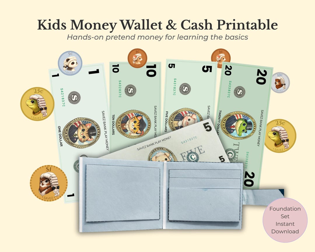 Kids Money Wallet & Cash Printable | Pretend Play Money | Financial ...