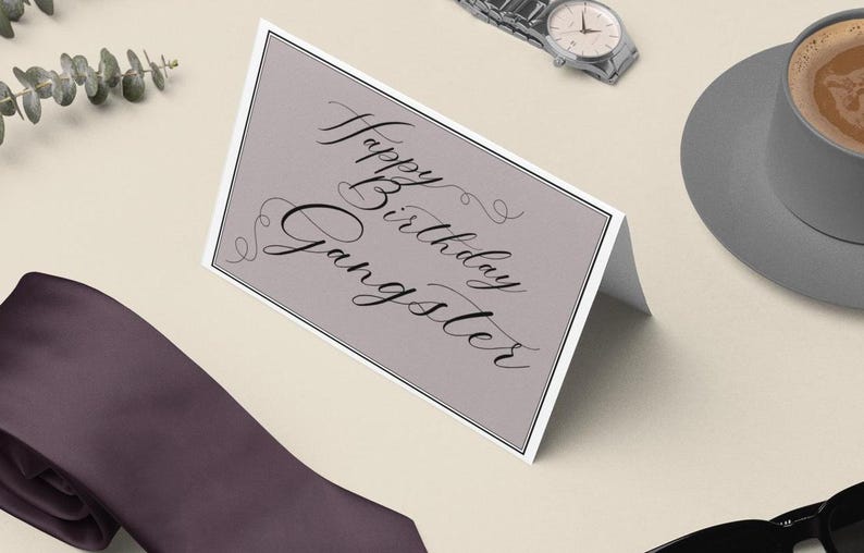 10PK 'happy Birthday Gangster' Greeting Cards + Envelopes - Etsy