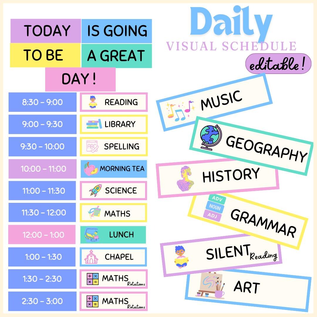 Daily Visual Class Timetable - Etsy