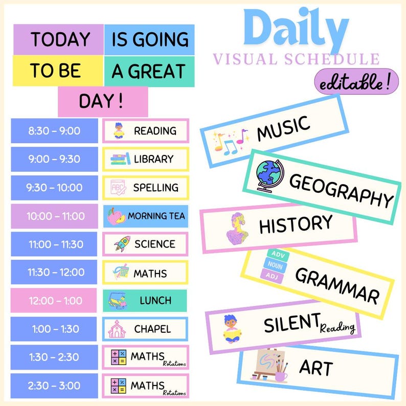 Daily Visual Class Timetable - Etsy Canada