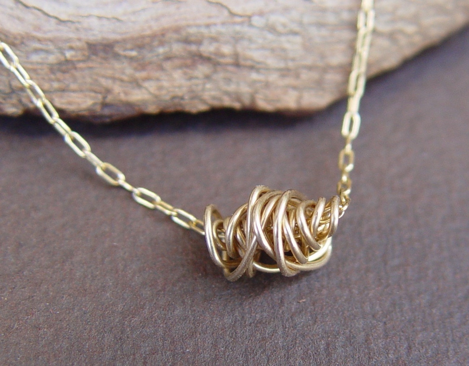 Simple Gold Necklace, Gold Minimalist Necklace, Knotted Necklace, Gold ...