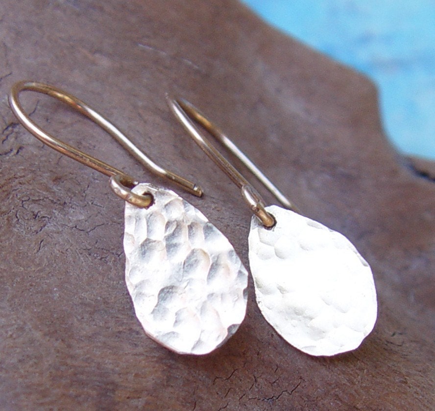 Shiny Petal Teardrop Earrings Gold Teardrop Earring Hammered - Etsy