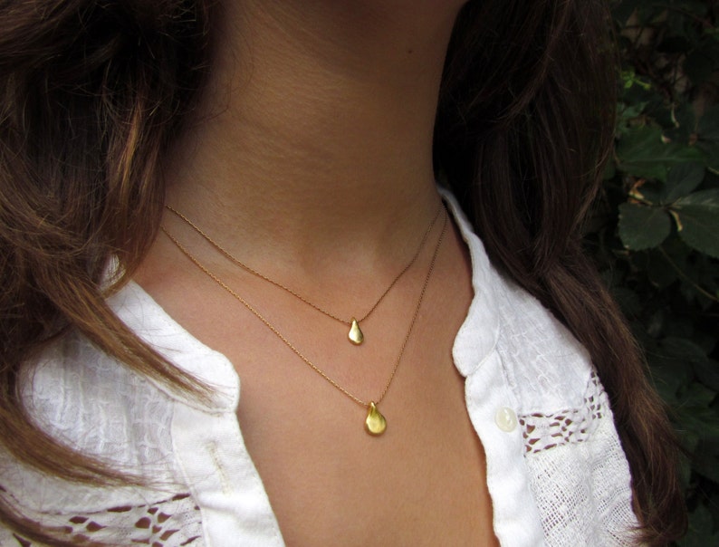 Two Layered Teardrop Necklaces Simple Gold Necklaces Gold | Etsy