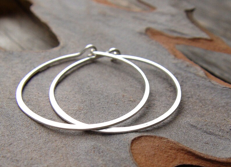 Sterling Silver Hoops Classic Organic Shape Hoops Large | Etsy