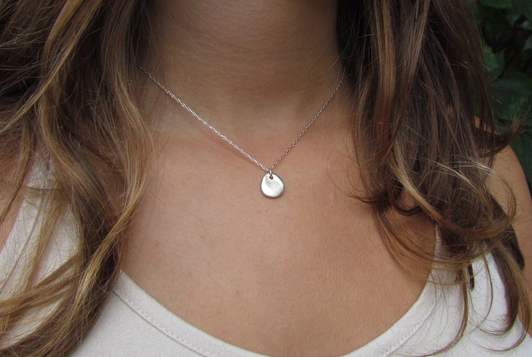 Silver Pebble Necklace, Simple Silver Necklace, Silver Necklace, Simple ...
