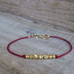Red Bracelet, Red and Gold Bracelet, Minimalist Bracelet, Seeds ...
