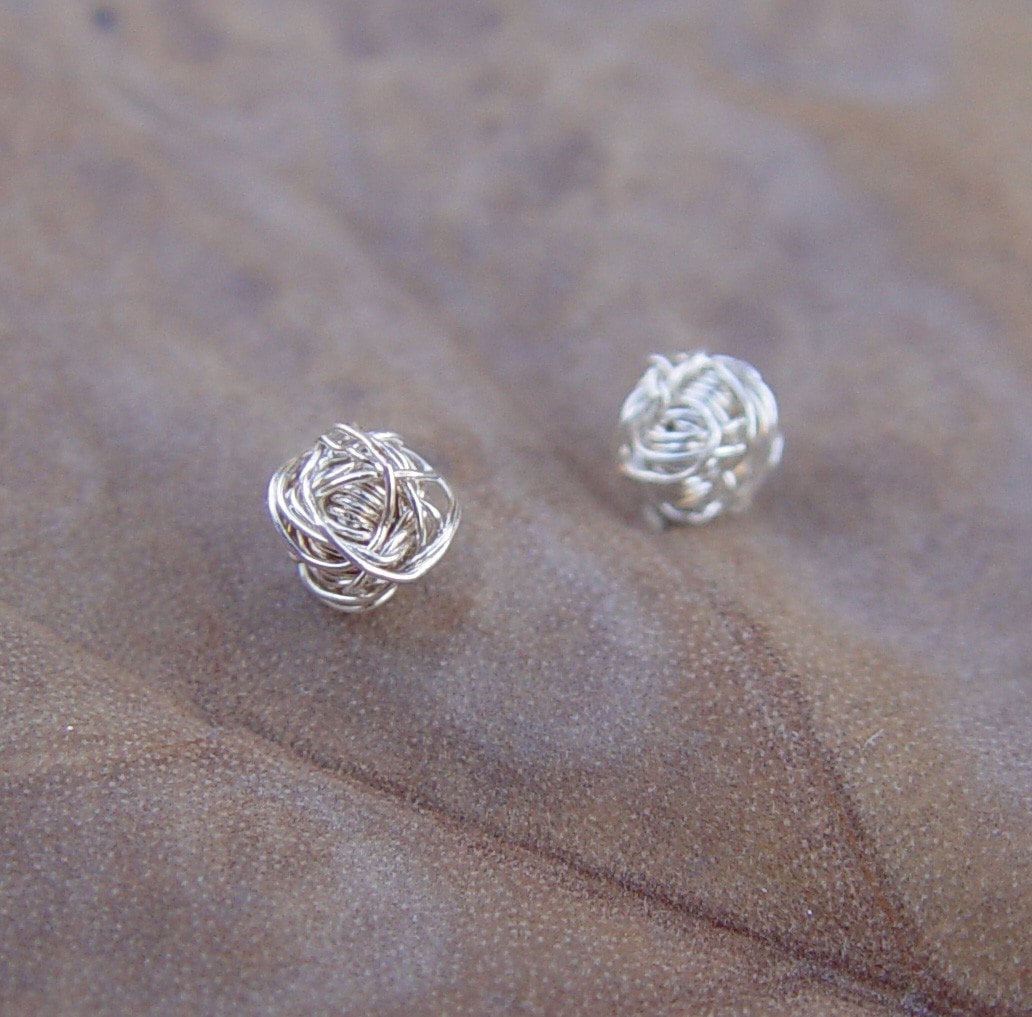 Silver Knot Stud Earrings Tiny Sterling Silver Studs Tiny - Etsy
