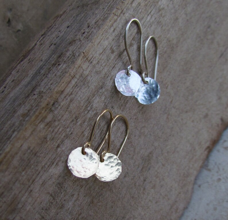Tiny Silver Disc Earrings, Tiny Silver Earrings, Simple Silver Earrings ...