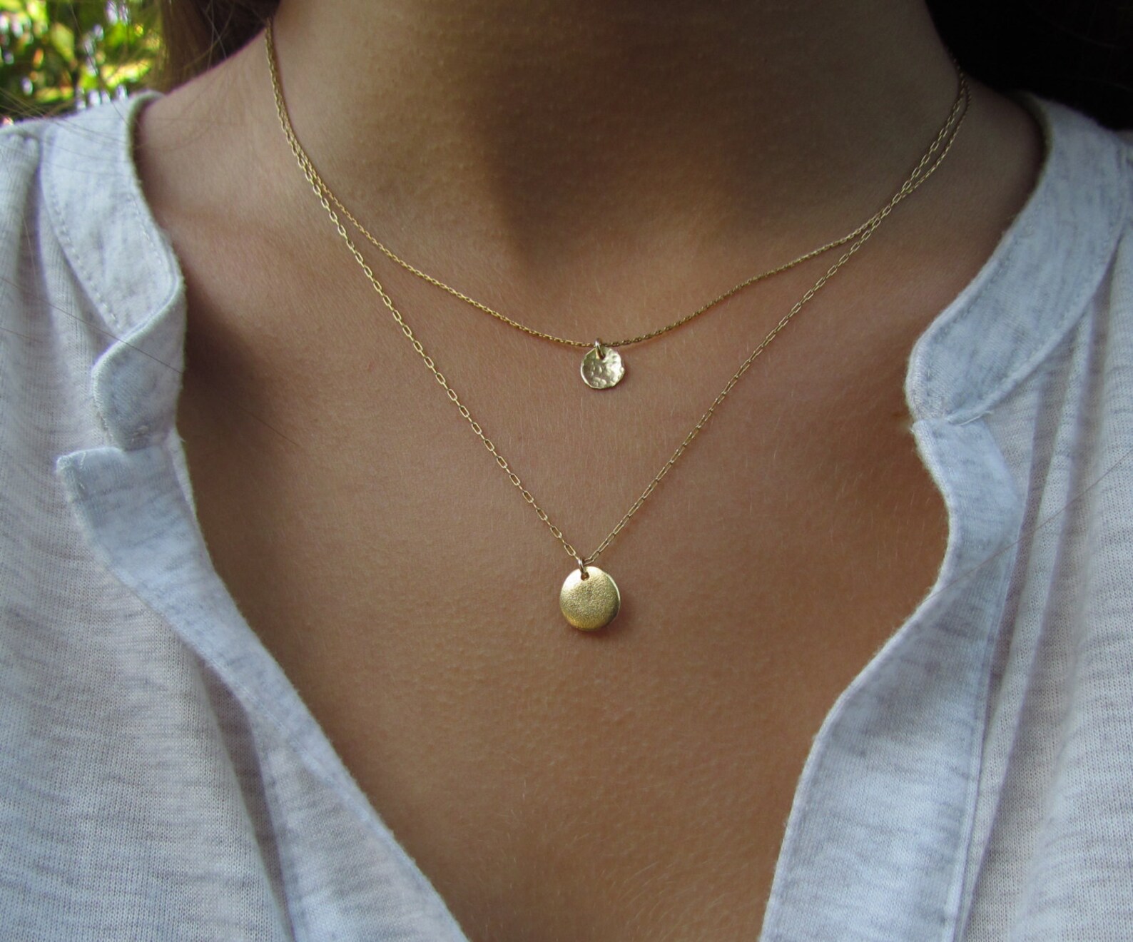 Two Layered Disc Necklaces Simple Gold Necklaces Gold Disc - Etsy