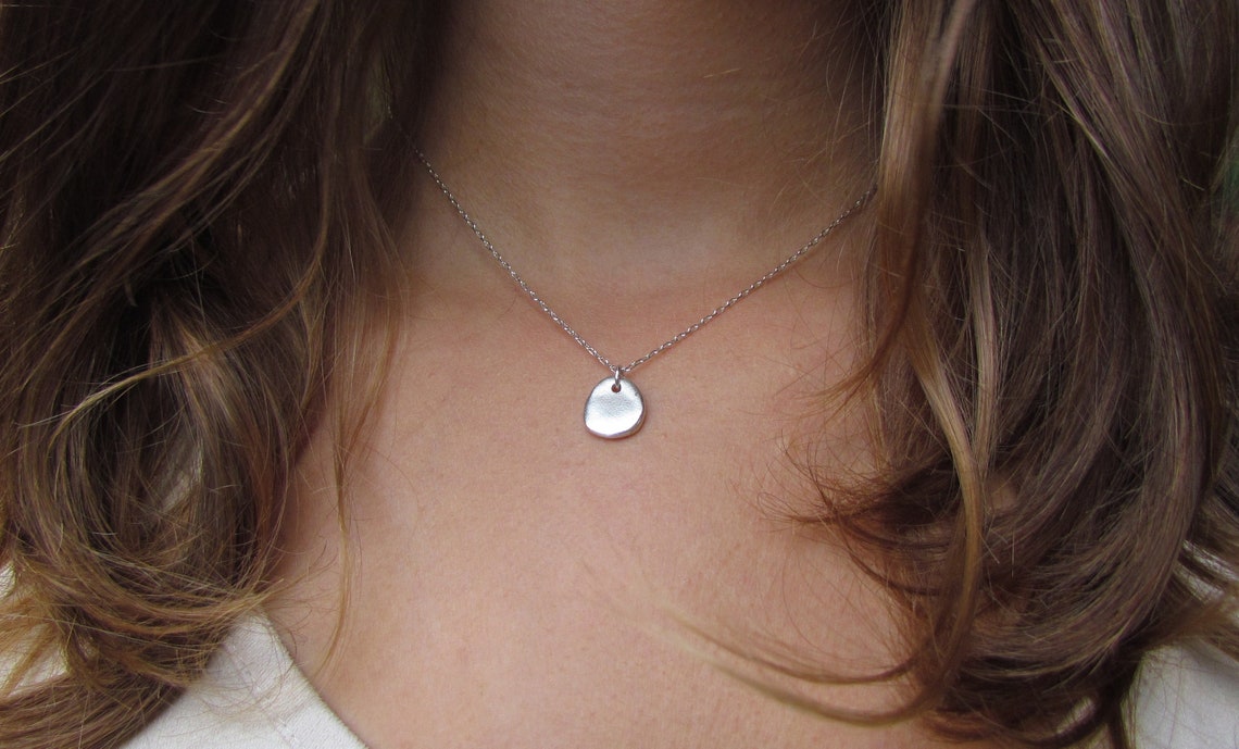 Silver Pebble Necklace, Simple Silver Necklace, Silver Necklace, Simple ...