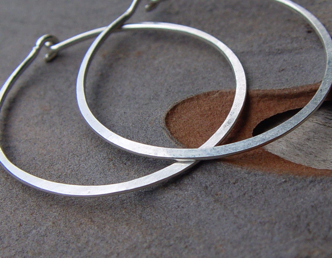 Sterling Silver Hoops Classic Organic Shape Hoops Medium - Etsy
