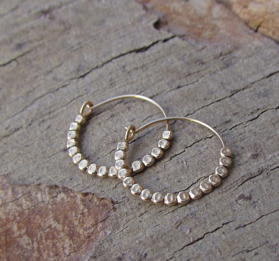 Simple Gold Hoops Small Gold Hoop Earring Hammered Gold Hoop - Etsy