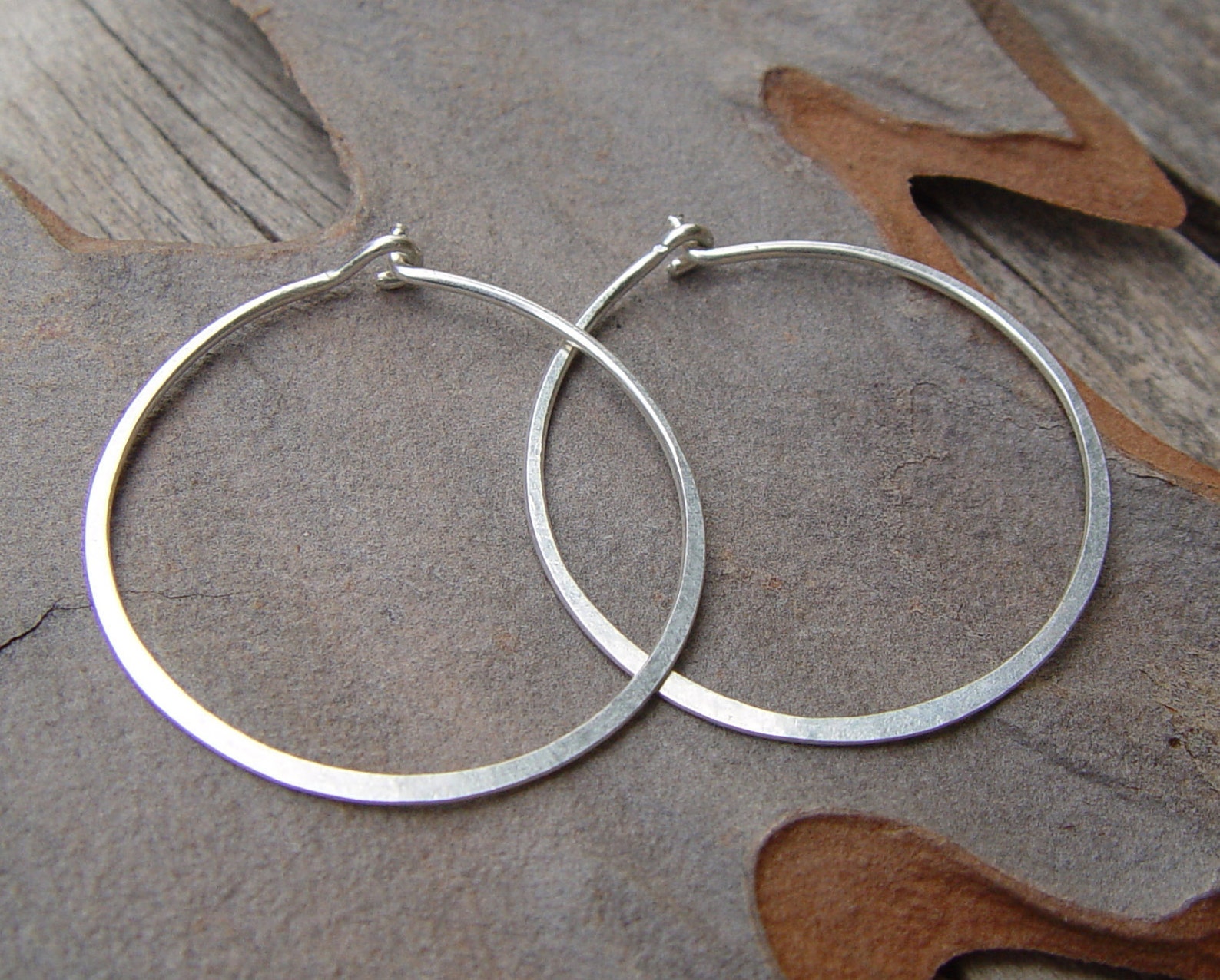 Sterling Silver Hoops Classic Organic Shape Hoops Medium - Etsy