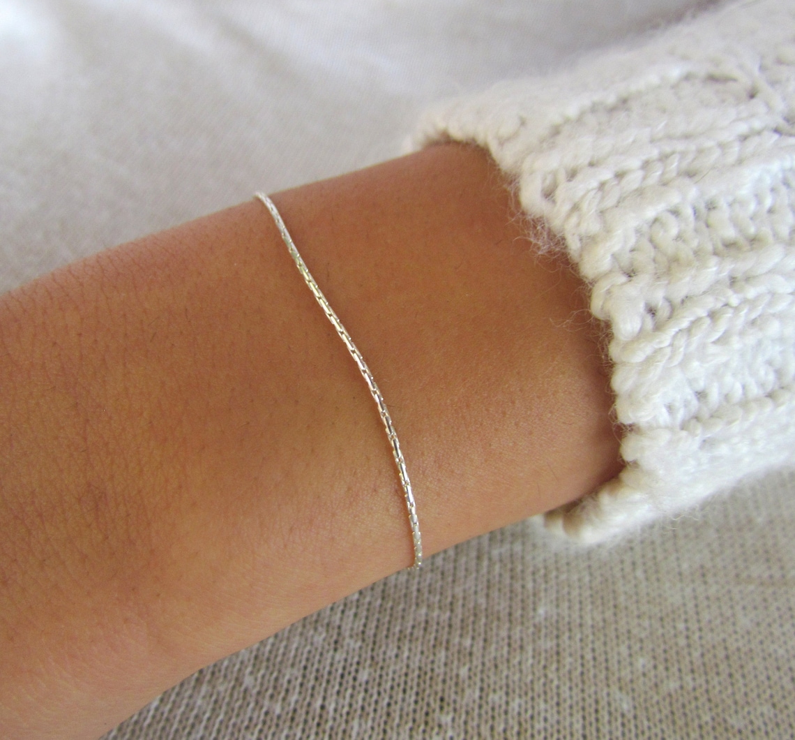 Sterling Silver Bracelet Thin Silver Bracelet Dainty Chain - Etsy