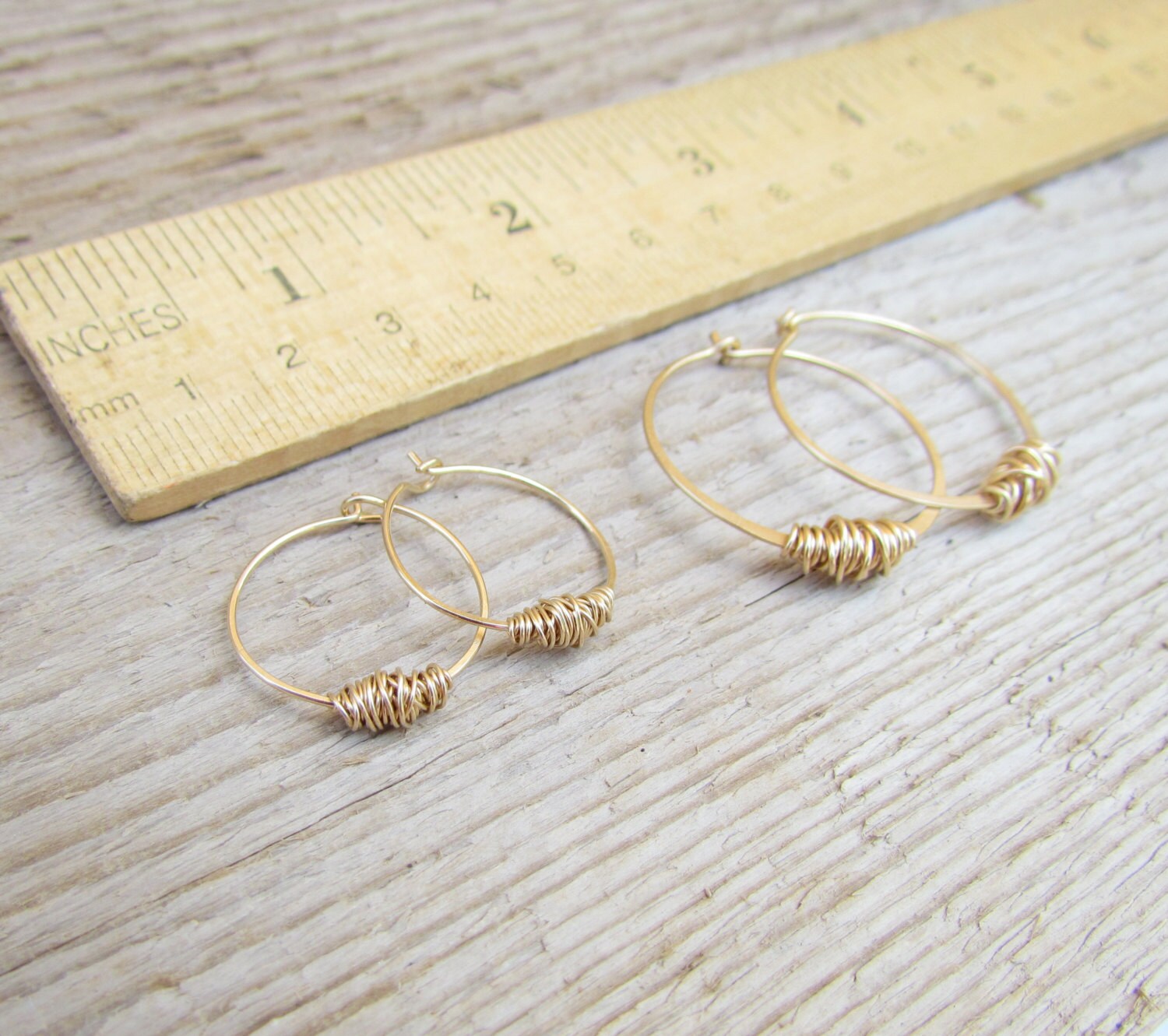 Small Gold Hoops Hammered Gold Hoop Earrings Handmade Gold | Etsy