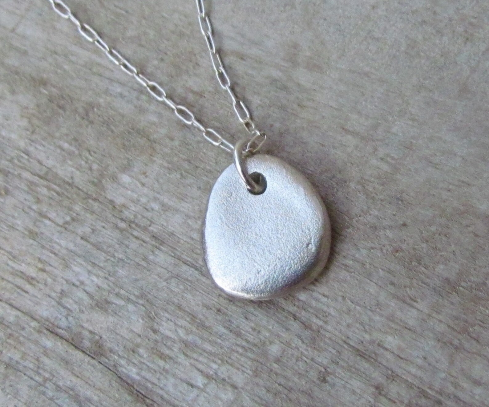 Silver Pebble Necklace Simple Silver Necklace Silver - Etsy