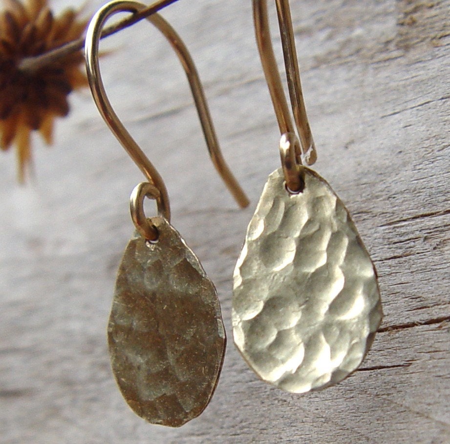 Shiny Petal Teardrop Earrings Gold Teardrop Earring Hammered - Etsy