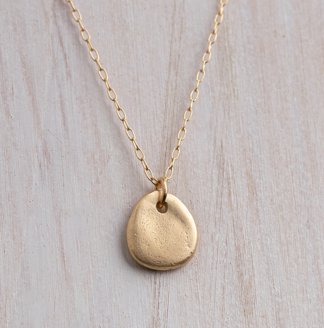Gold Pebble Necklace, Simple Gold Necklace, Gold Necklace, Simple Gold ...