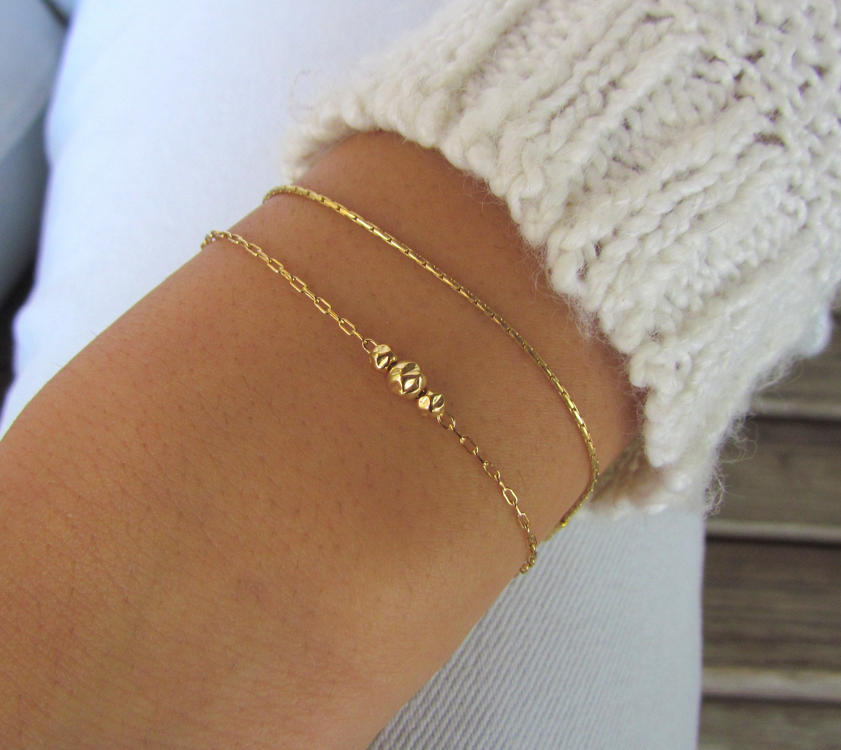 Gold Bracelet Thin Gold Bracelet Dainty Gold Chain Bracelet | Etsy