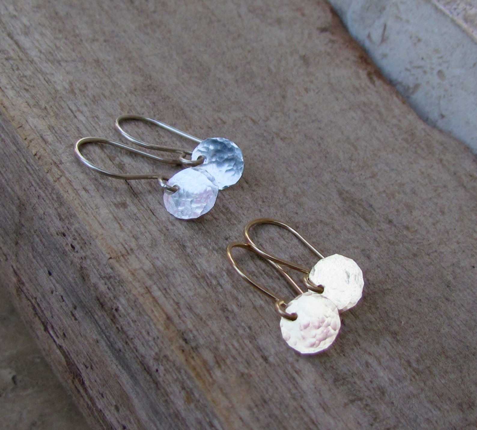 Tiny Silver Disc Earrings, Tiny Silver Earrings, Simple Silver Earrings ...