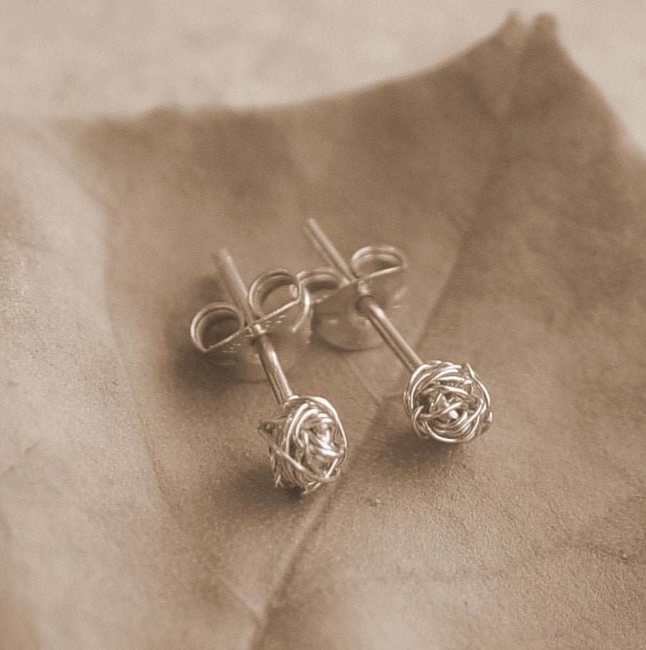 Silver Knot Stud Earrings Tiny Sterling Silver Studs Tiny - Etsy
