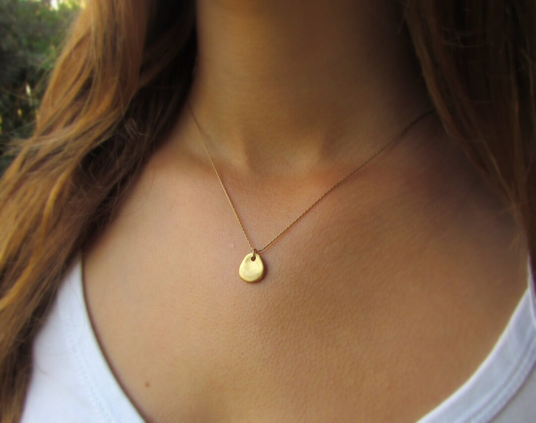 Gold Pebble Necklace, Simple Gold Necklace, Gold Necklace, Simple Gold ...