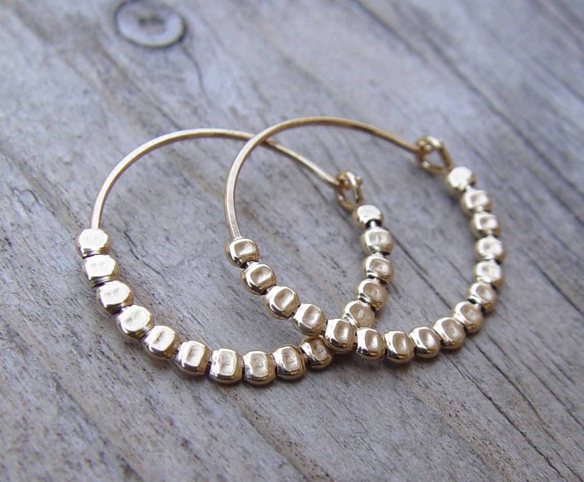 Simple Gold Hoops Small Gold Hoop Earring Hammered Gold Hoop - Etsy