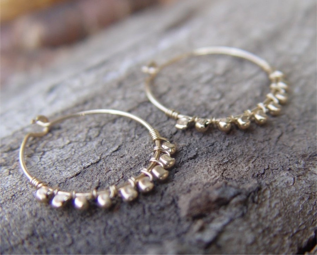 Small Gold Hoops, Small Gold Hoop Earring, Hammered Gold Hoop Earrings ...
