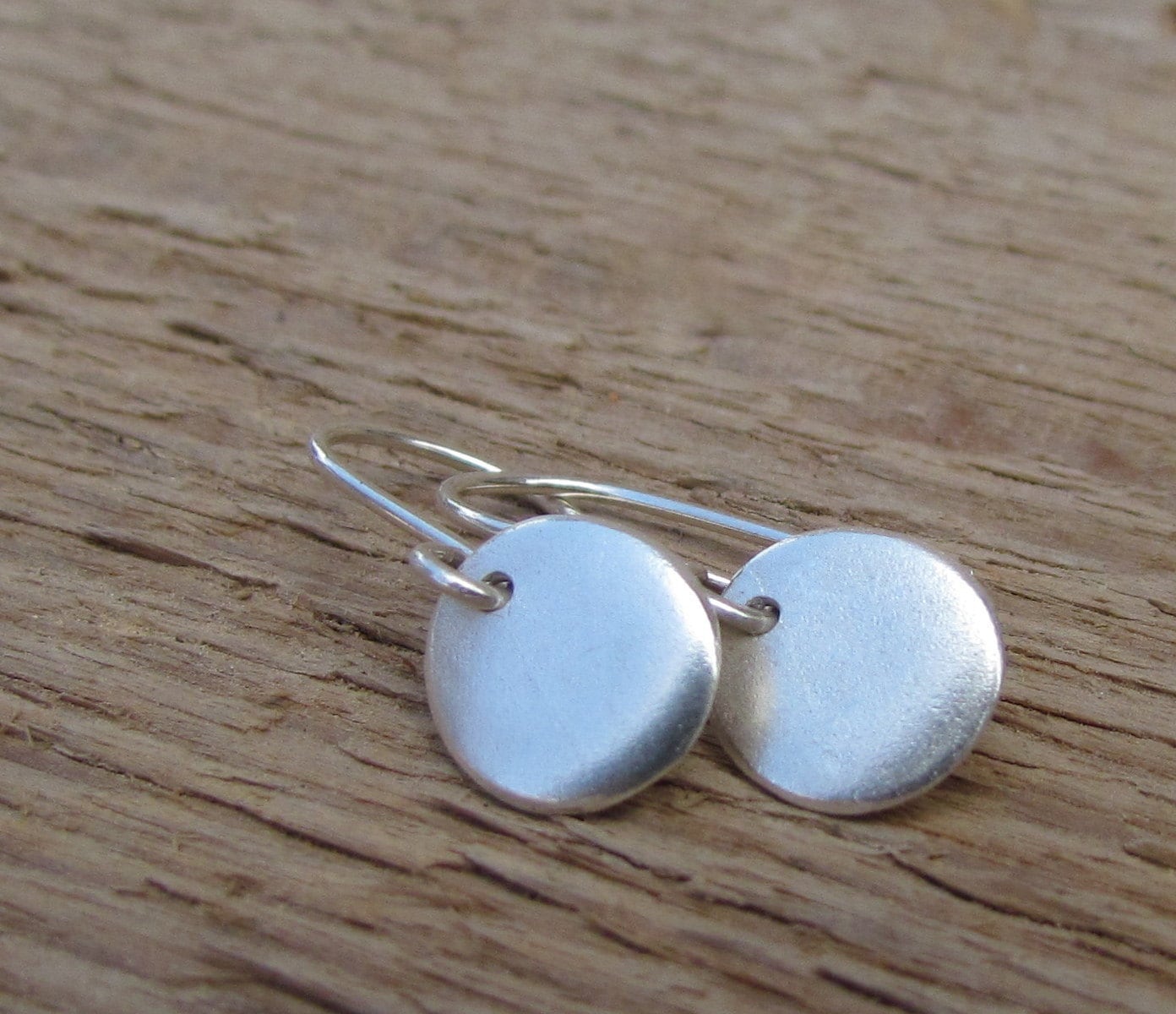 Organic Shape Earrings, Simple Dangle Earrings, Silver Circle Earrings ...