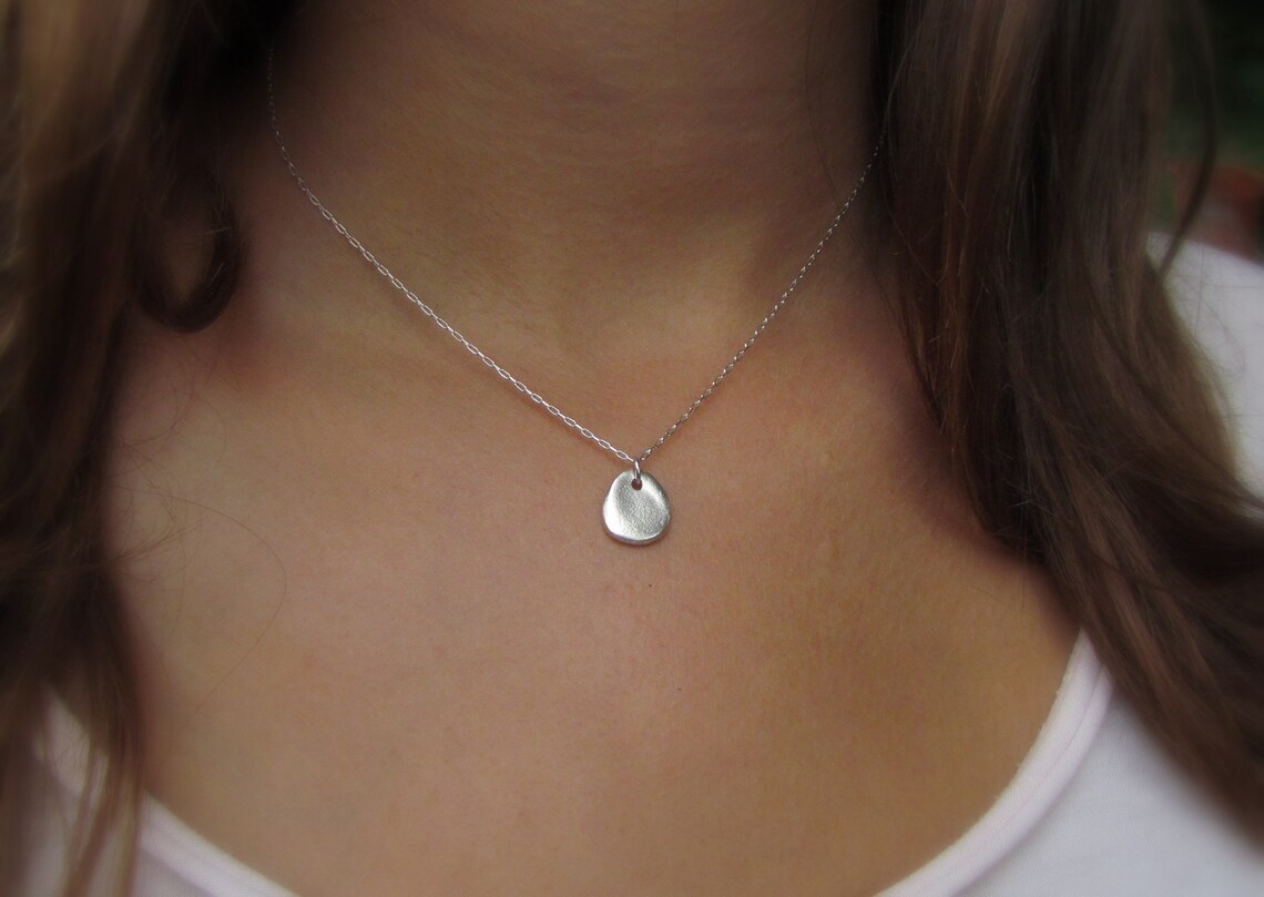 Silver Pebble Necklace Simple Silver Necklace Silver - Etsy