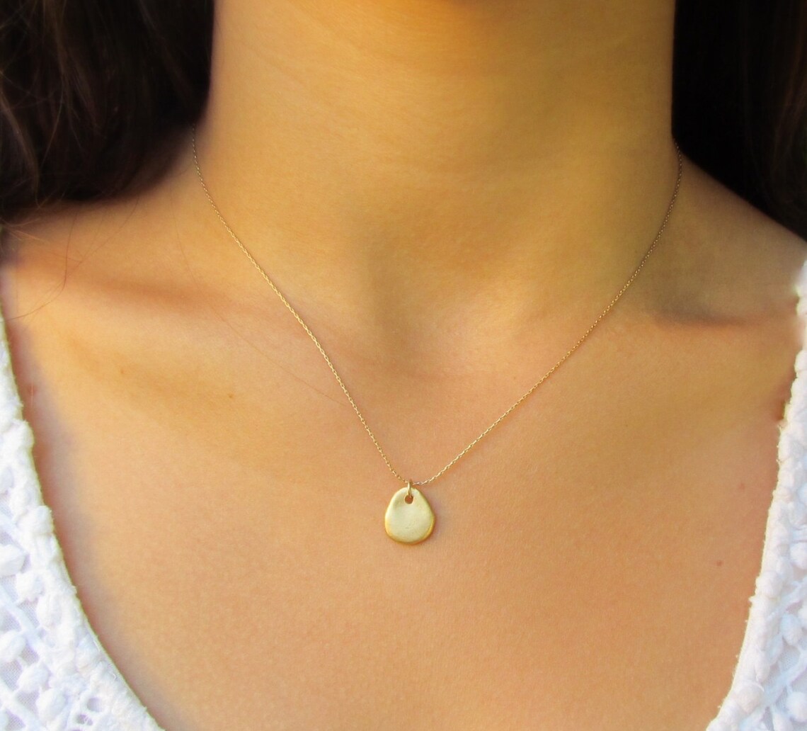 Gold Pebble Necklace Simple Gold Necklace Gold Necklace | Etsy