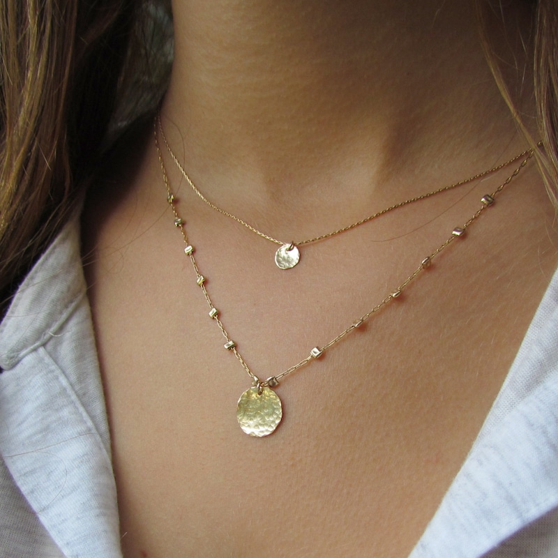 Gold Disc Necklace - Etsy