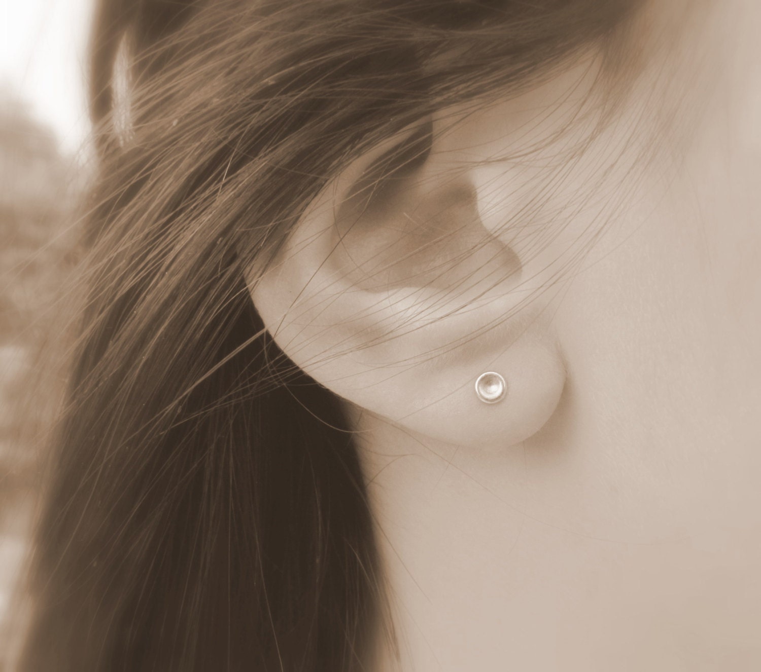 Siver Stud Earrings Tiny 3mm Pebble Sterling Silver Post - Etsy