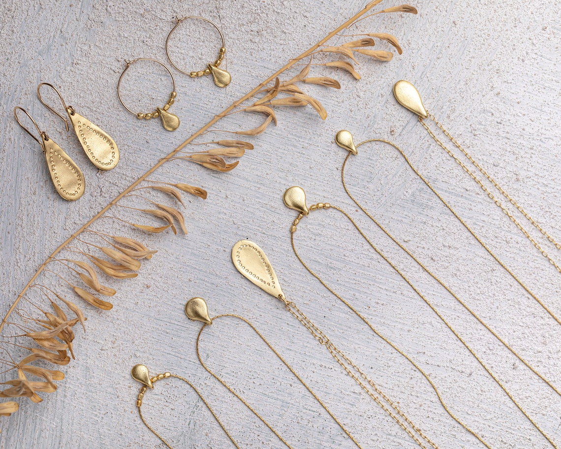 Two Layered Teardrop Necklaces Simple Gold Necklaces Gold | Etsy