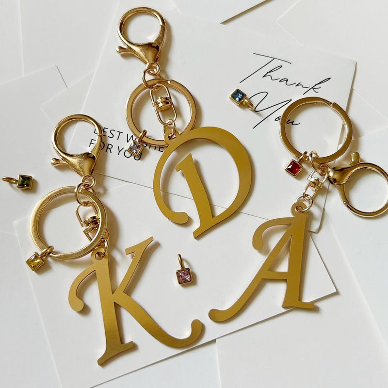 Initial Keychain - Etsy