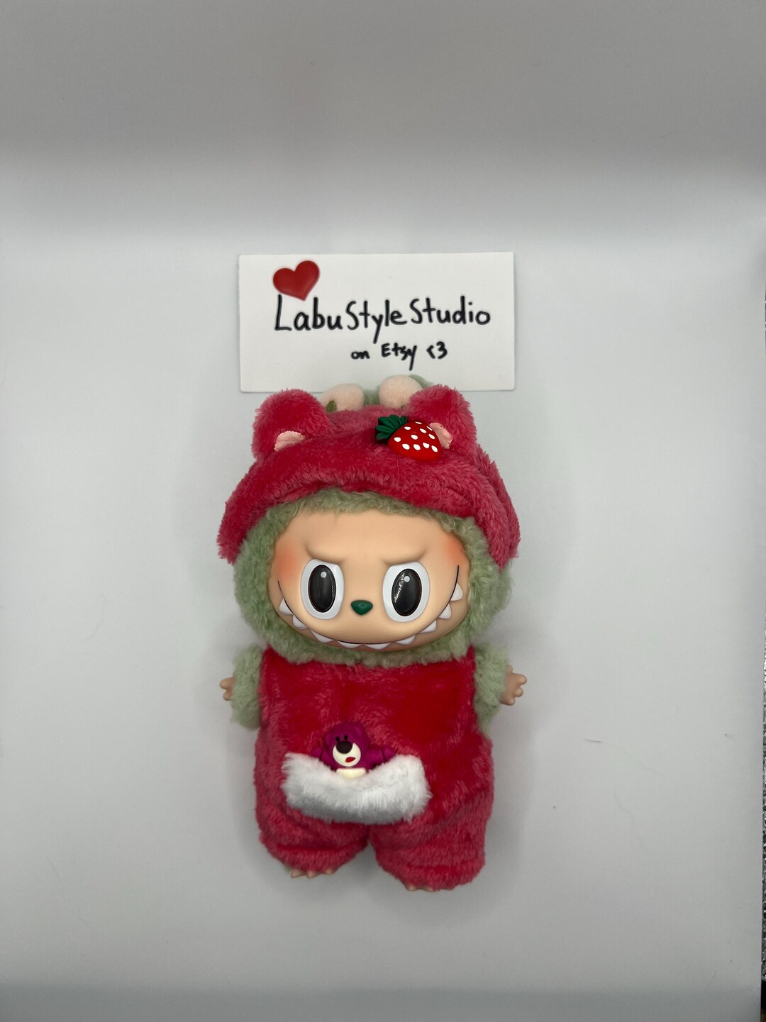 Hand Made Cute and Aesthetic Labubu Cartoon Pink Bear Plush Outfit ...