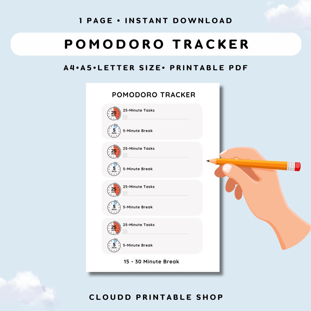 Pomodoro Tracker, Instant Download, A5/a4/letter Size - Etsy