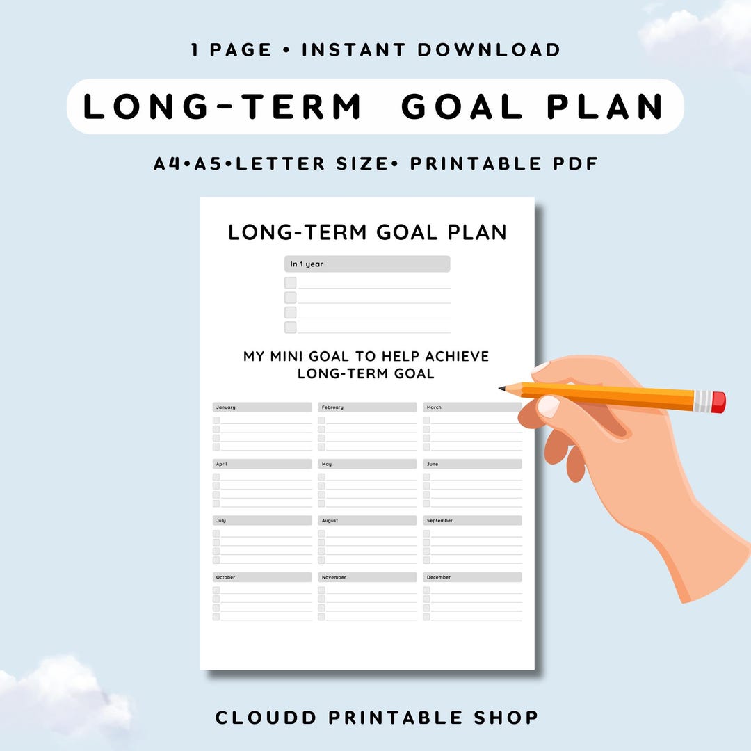 Printable Long-term Goal Planner, Instant Download, A5/a4/letter Size ...
