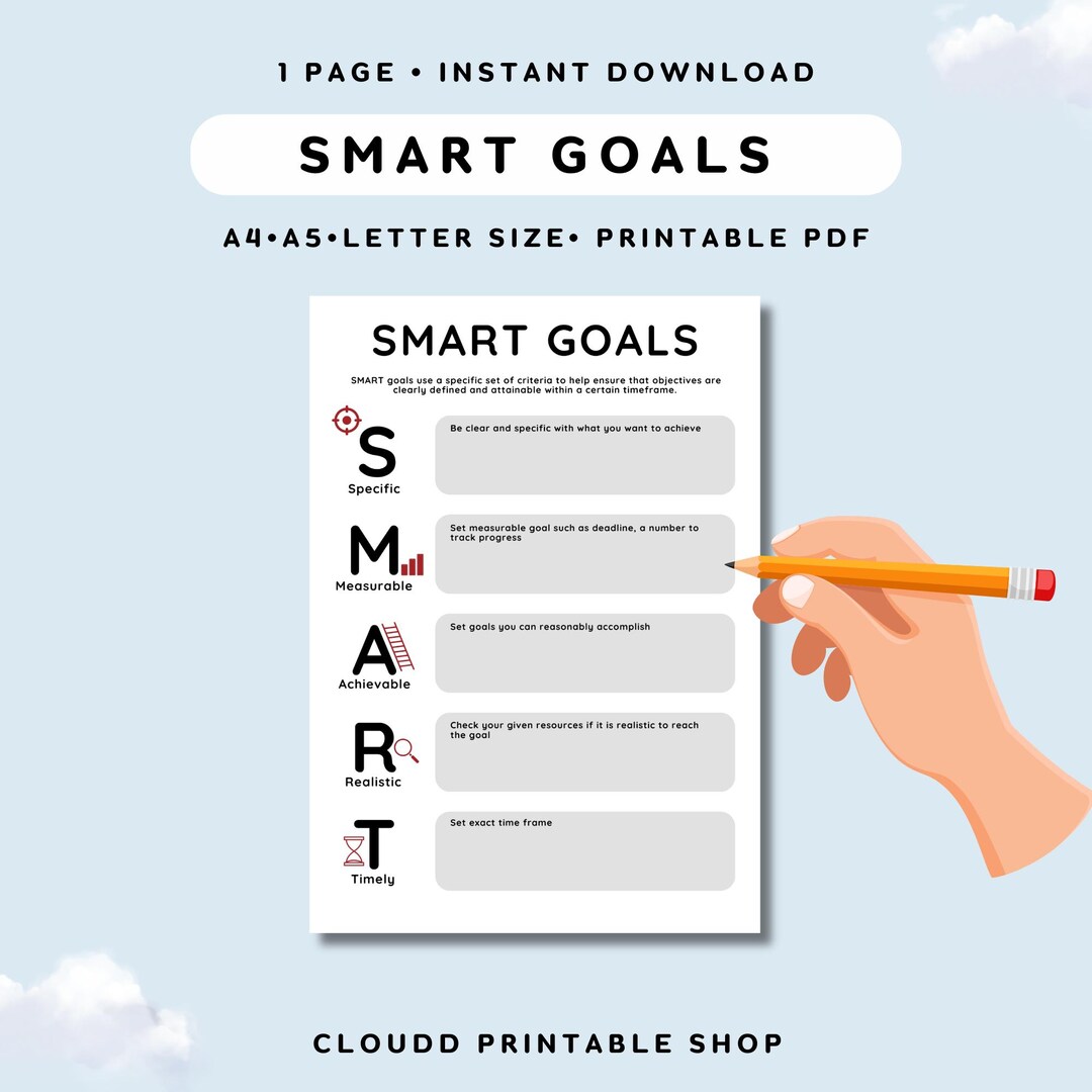 Printable SMART Goals Planner, Instant Download, A5/a4/letter Size - Etsy