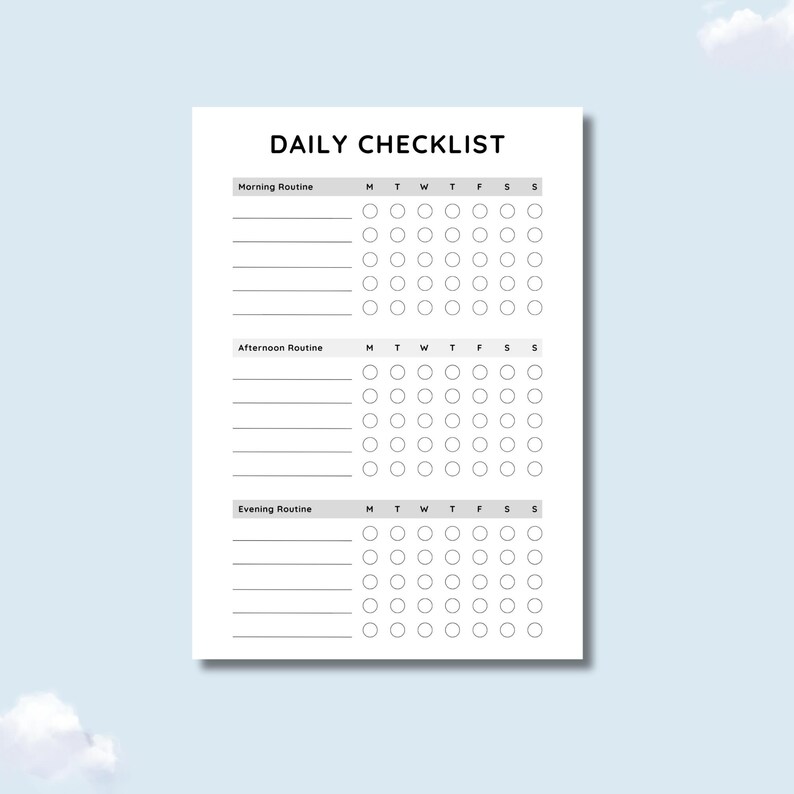 Printable Daily Checklist, Instant Download, A5/a4/letter Size - Etsy