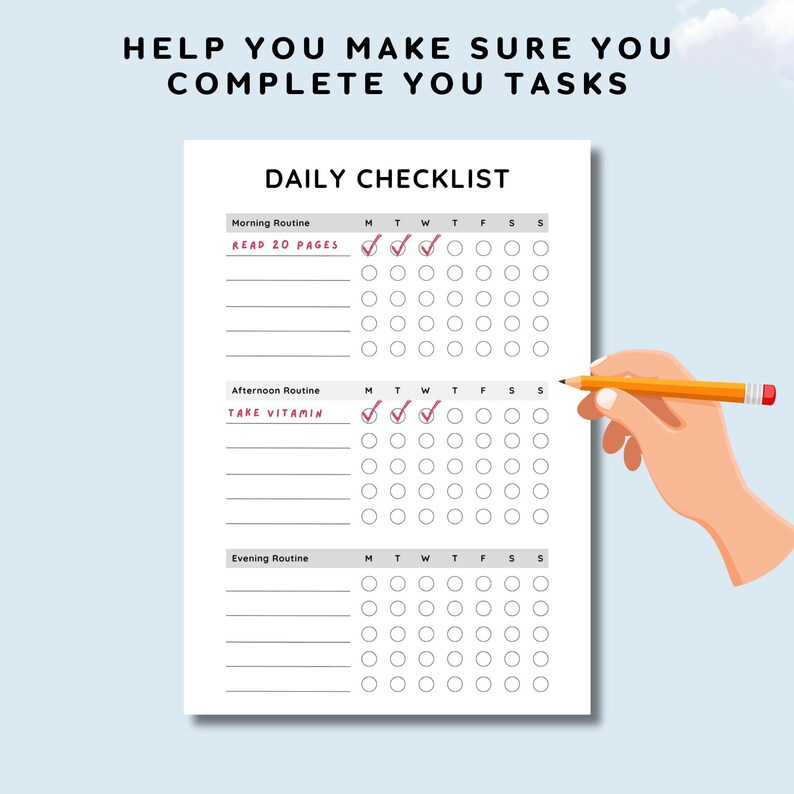 Printable Daily Checklist, Instant Download, A5/a4/letter Size - Etsy