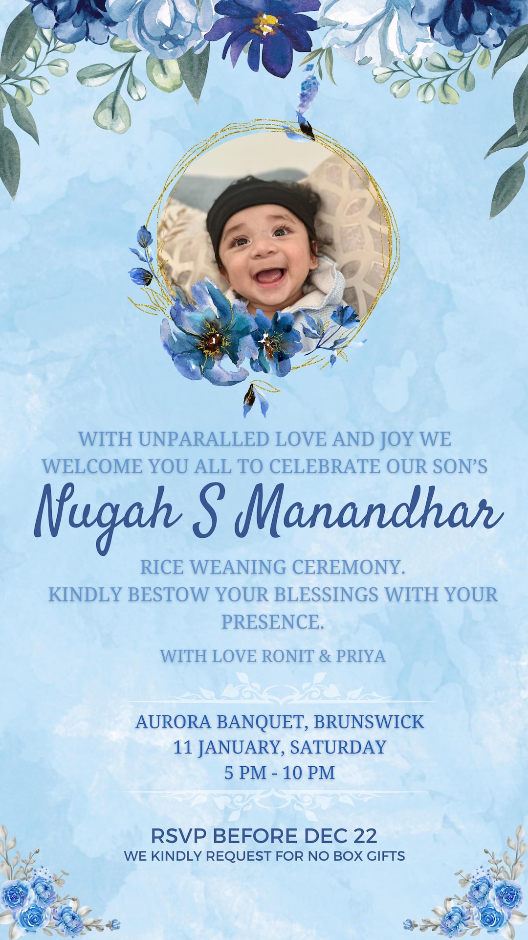 Custom Rice Weaning Ceremony Invitation | Annaprashan Digital Invite ...
