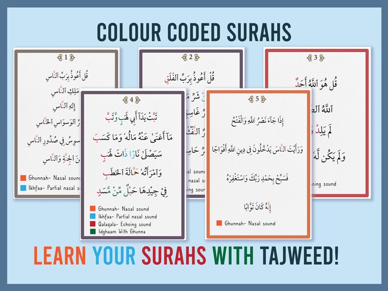 Short Surahs Flashcards: Islamic Learning With Tajweed, Ayah by Ayah ...