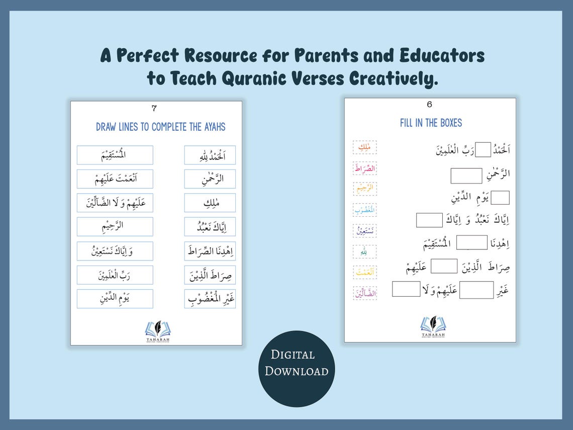 Surah Fatiha Activity Book| Surah Fatiha Memorisation| Surah Fatiha ...