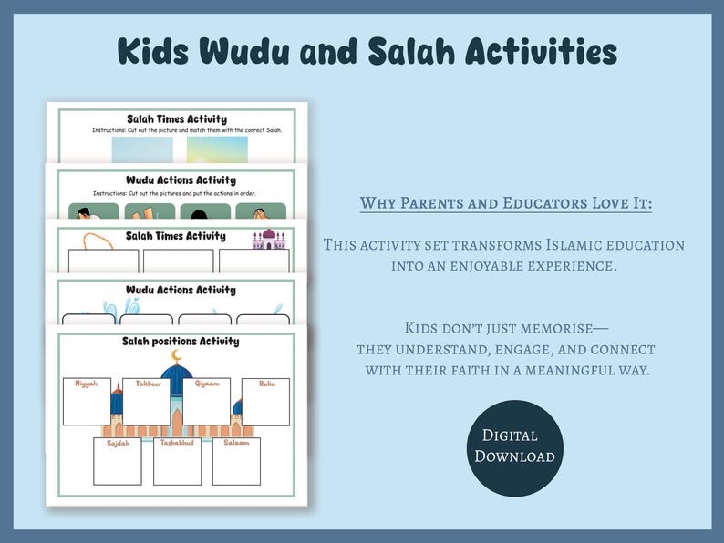 Wudu and Salah Learning Activity for Kids| Hands on Islamic Learning ...