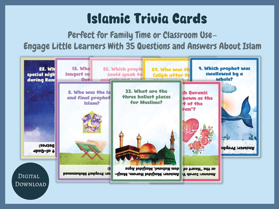 Islamic Trivia Cards| Fun Educational Game for Muslim| Islamic ...