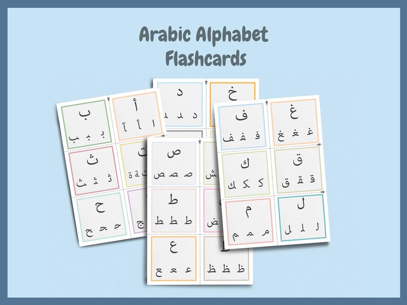 Arabic Alphabet Flashcards: Educational Learning Cards (digital ...
