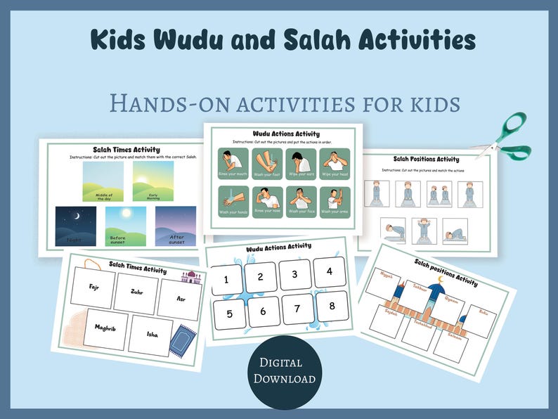 Wudu and Salah Learning Activity: Islamic Kids Busy Book (digital ...