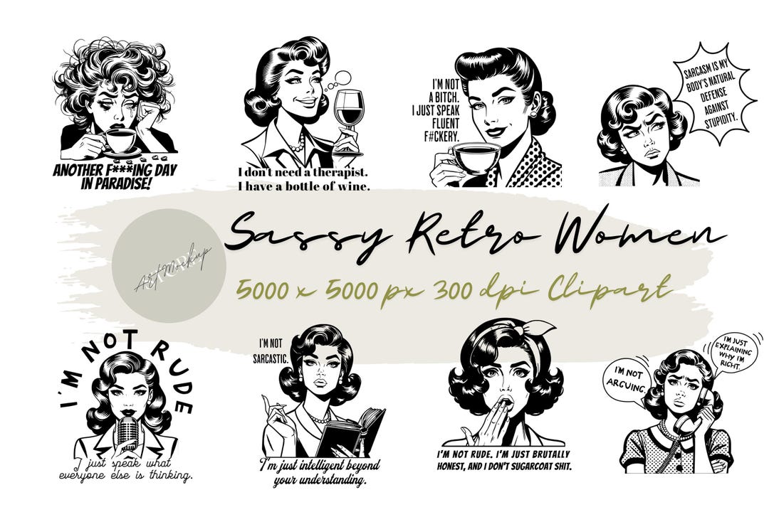 Vintage Women SVG Bundle 12 Retro Lady & Kitchen Designs for Cricut ...