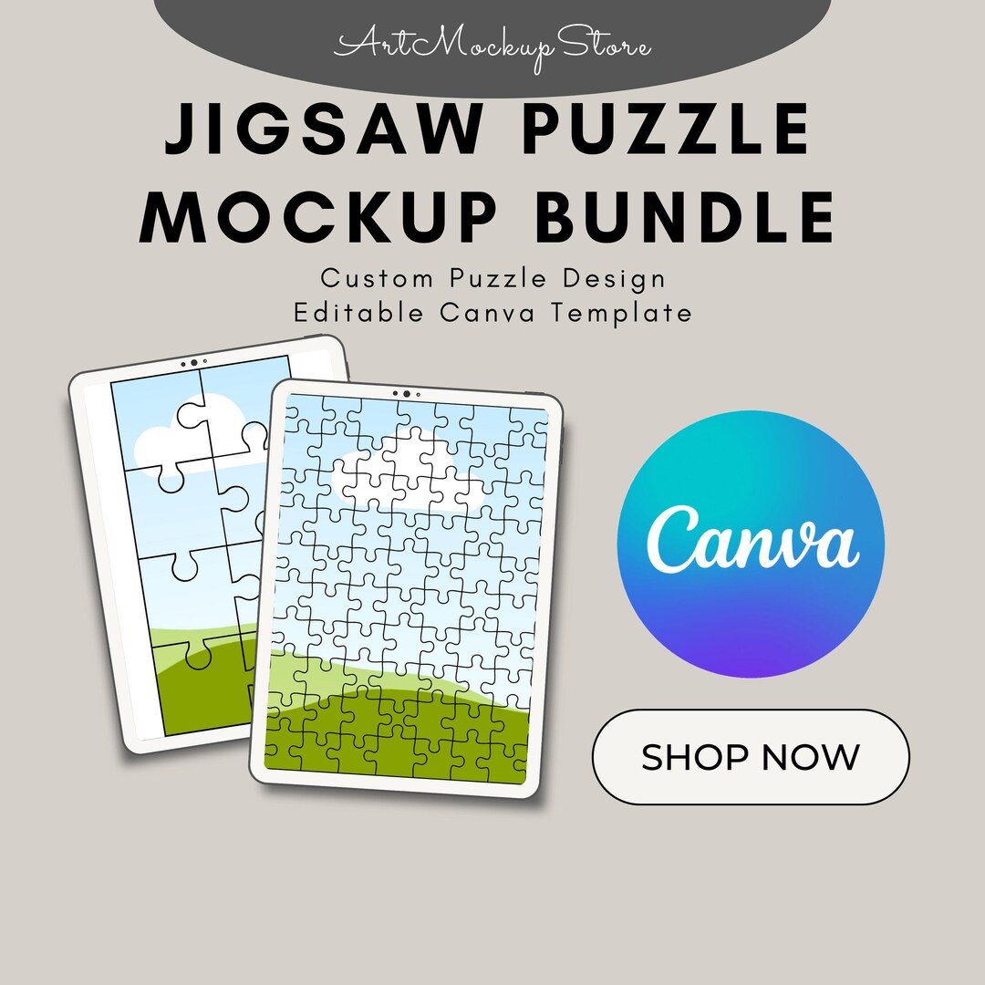 Canva Mockup for Jigsaw Puzzle Create Your Own 150 Piece Puzzle, Unique Sublimation Gift for ...